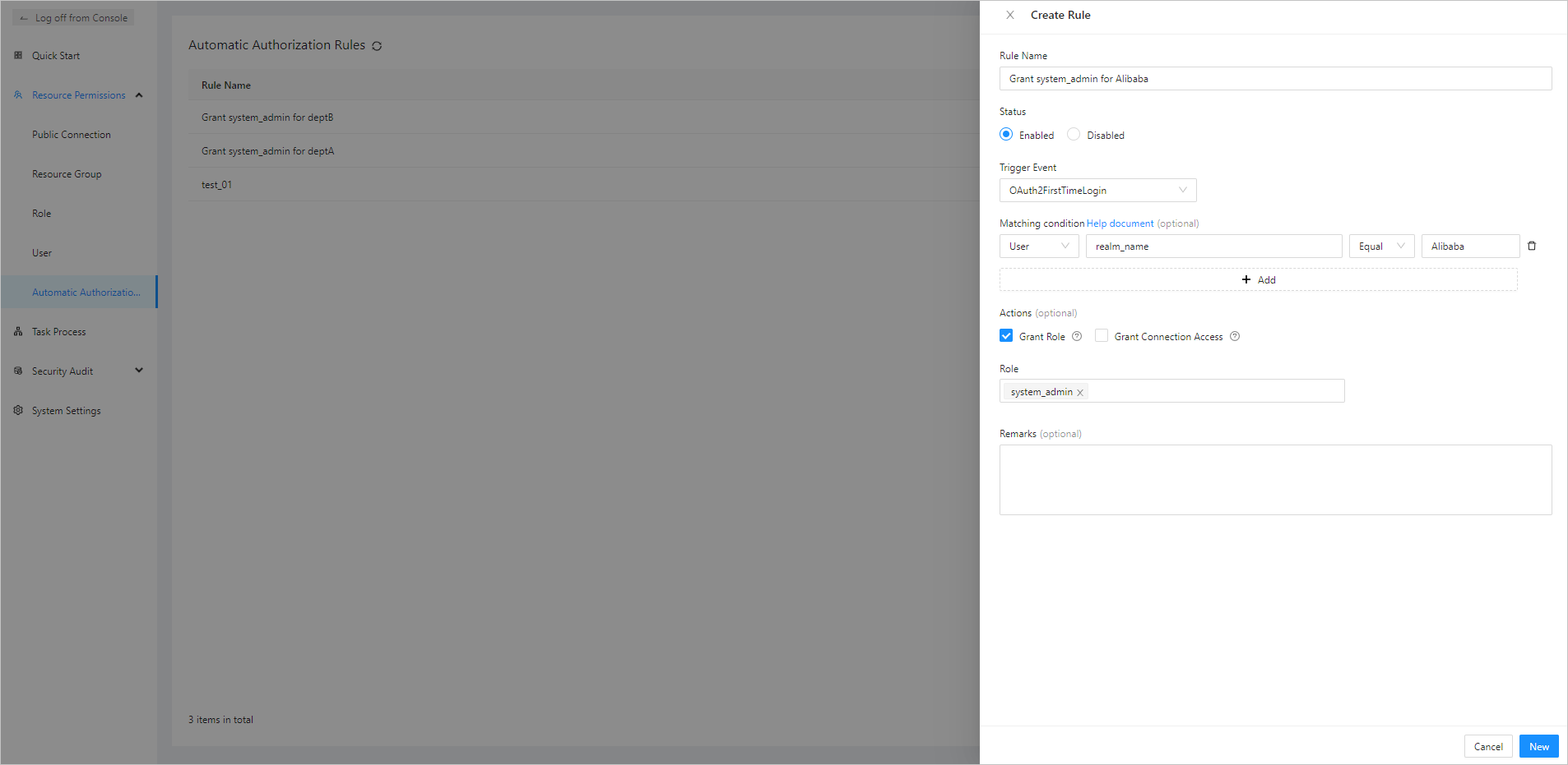 Automatic Authorization Rules Alibaba Cloud Documentation Center 9944